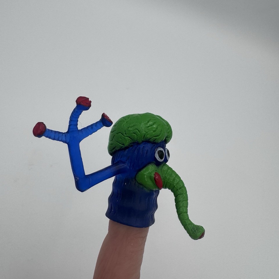 Vintage ACC Blue & Green Cute Monster Jiggler Rubber PVC Toy Finger ...