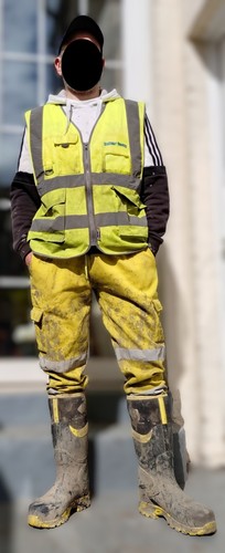 yellow HI VIS work trackie tracksuit bottoms jogger 34-36W 32L builder ...