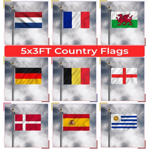 5x3ft National Flag Polyester Banner with Eyelets for Sports Decor ...
