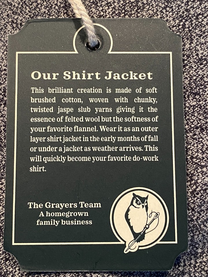 Men's Grayer's Heavyweight Shirt Jacket all finest cotton XL Gray Item ...