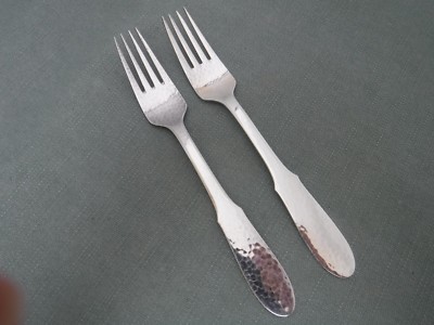 2pc Georg Jensen Mermaid Hammered Silverplate Dinner Forks 7 1/2" | eBay