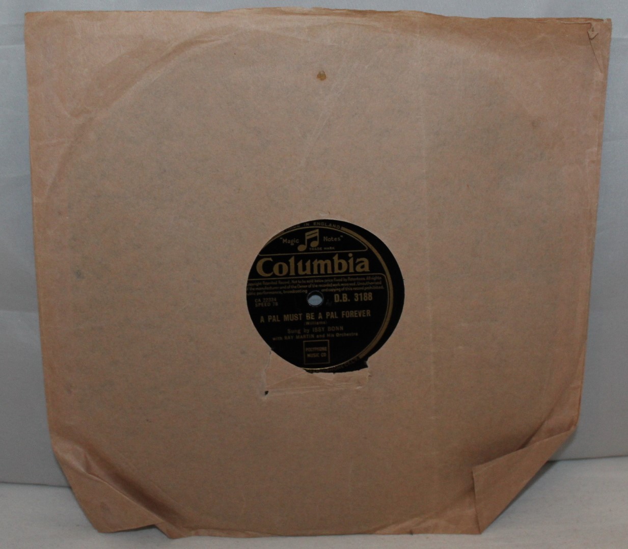 10" 78 - Issy Bonn - A Pal Must Be a Pal Forever - Columbia DB3188 ...