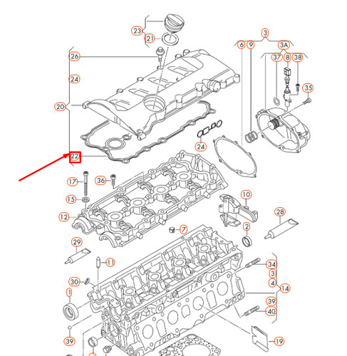 NEW AUDI A1 8X ENGINE VALVE COVER GASKET SEAL 06F103483D OEM NO DUTY TO ...