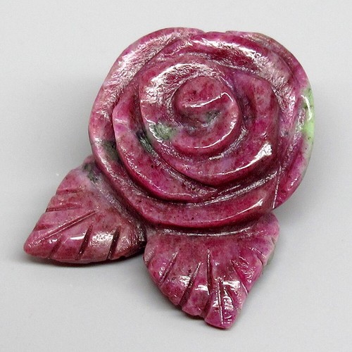 37.25ct.LOVE GIVING COLLECTION Rose Carving Unheated Red with Green ...