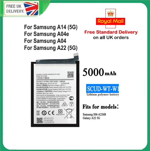 For SAMSUNG GALAXY A14 5G SM-A146U REPLACEMENT BATTERY WT-S-W1 5000mAh ...