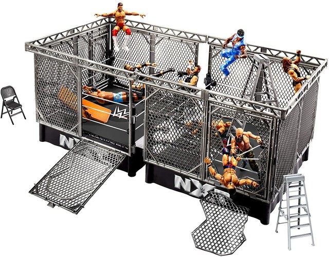 WWE NXT Takeover War Games Playset Double Rings Steel Cages Table ...