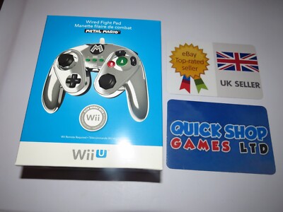 METAL MARIO CONTROLLER Chrome Wired Fight Pad - Nintendo Wii U Wii ...