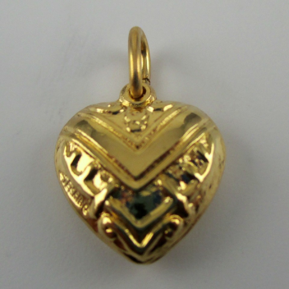 Sterling Silver PUFFY HEART Charm for Bracelet VICTORY Gold Vermeil ...