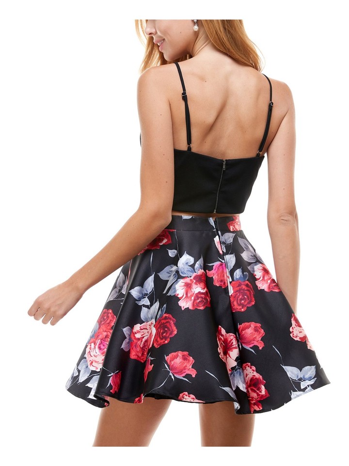 CITY STUDIO Womens Black Spaghetti Strap Crop Top Top Size: 15 | eBay