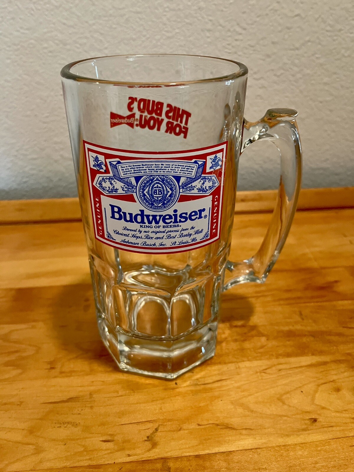 Vintage Large BUDWEISER Heavy Glass Stein Beer Mug 32 Oz. | eBay