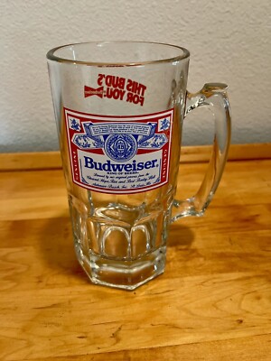 Vintage Large BUDWEISER Heavy Glass Stein Beer Mug 32 Oz. | eBay
