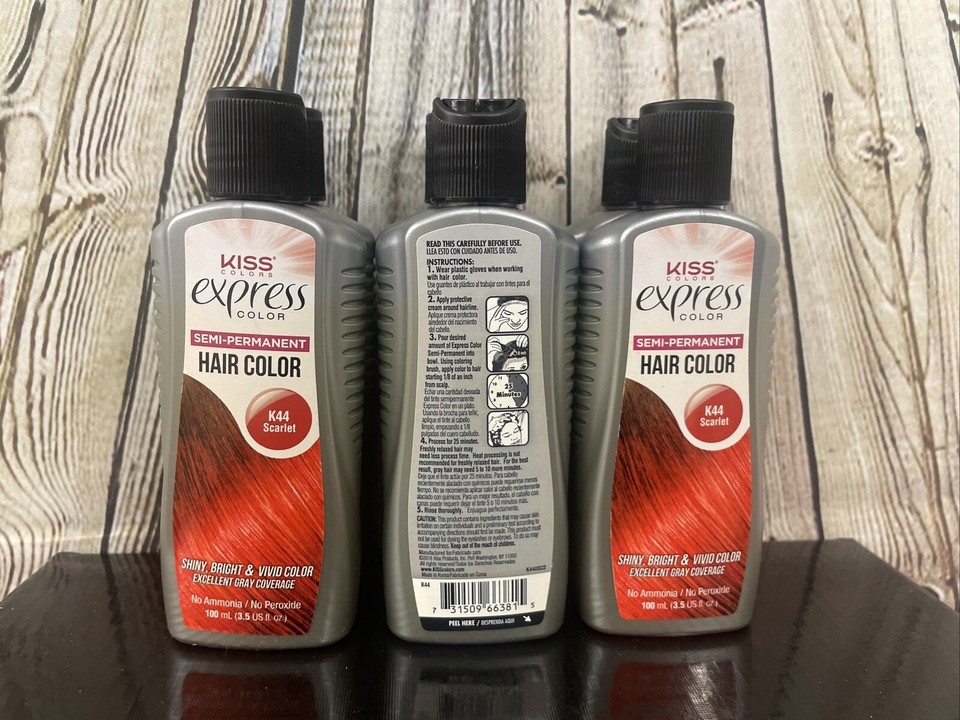 3 Pc KISS EXPRESS COLOR SEMI-PERMANENT HAIR COLOR K44 Scarlet | eBay