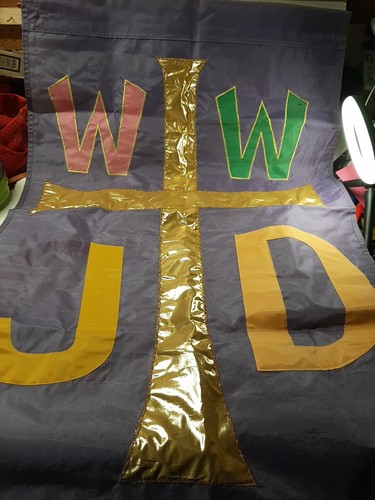 Vtg WWJD Large Hanging Church Banner 43” X 28” Sunday School Jesus Flag ...