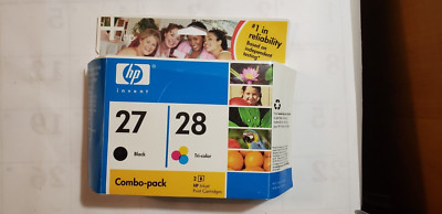HP Black & Tri-Color Printer Ink 27/28 OEM Genuine Sealed Combo Pack ...