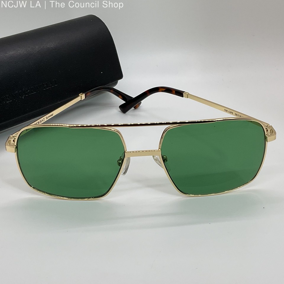 WE WORE WHAT Sunwear The Cafe Men's Gold Tone Aviator Sunglasses- 58 ...