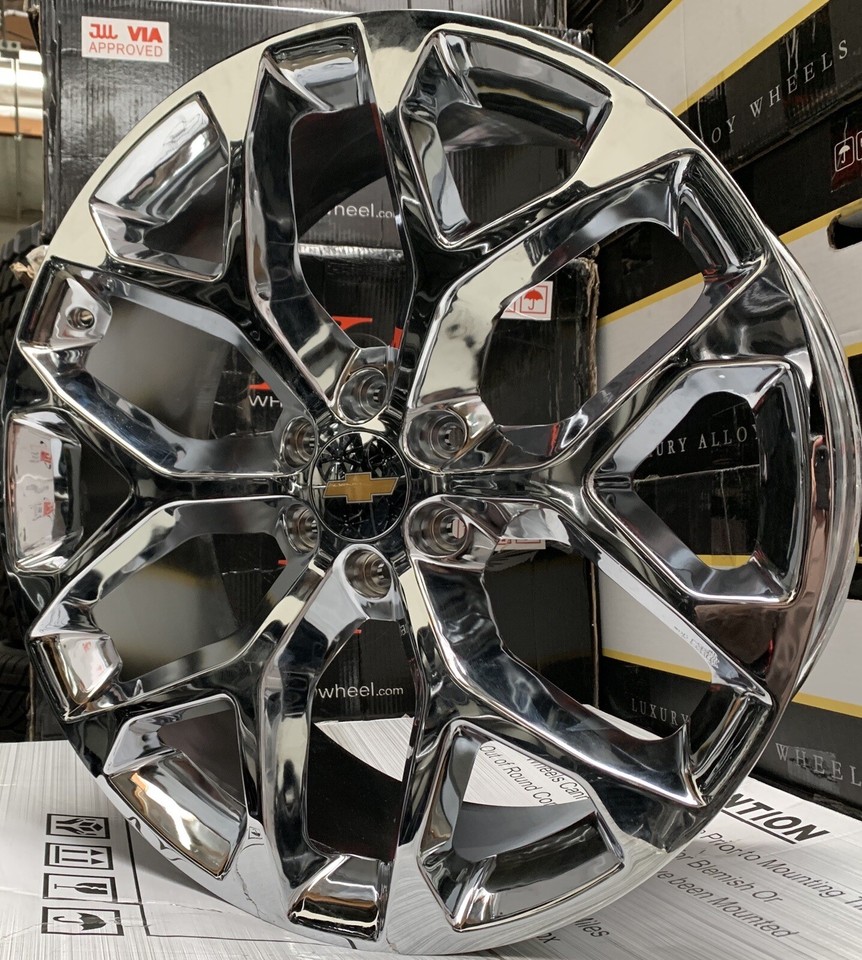 24" Chrome Snowflake Wheels | Sierra Yukon Tahoe Silverado Escalade Ram ...