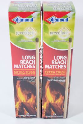 2 Diamond Long Reach Matches 75 Count box = 150 Total - Long Burn Time ...