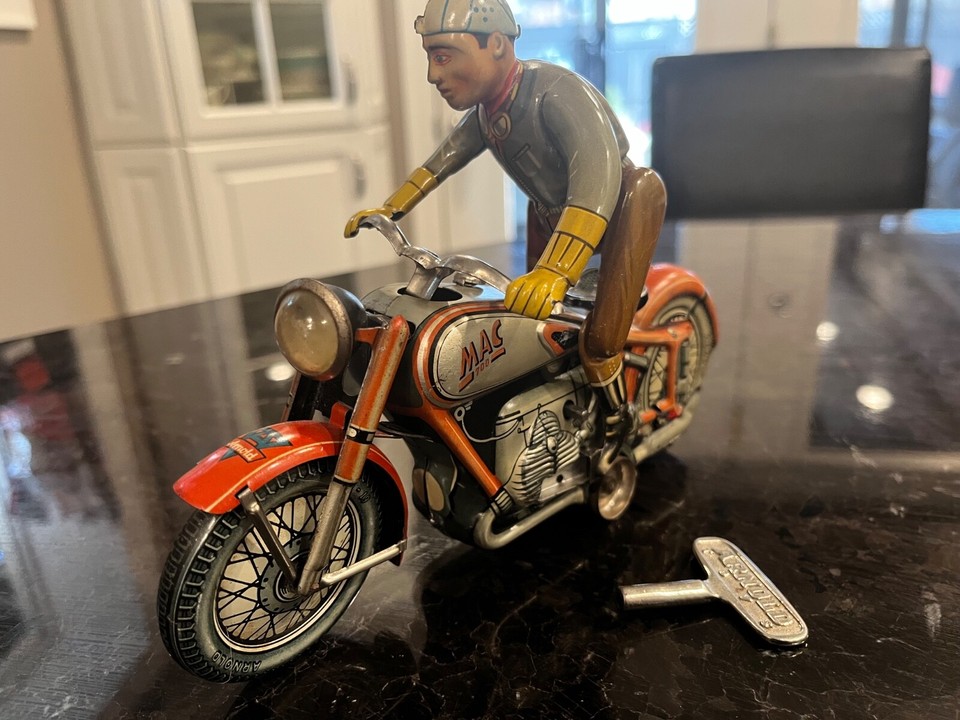Vintage Wind Up Tin Toy. Red Arnold Mac 700 Motorcycle. Working | eBay