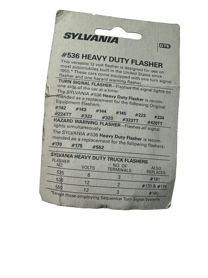 VTG NIP Sylvania Signal Flasher 536 H.D. 12V Automotive MADE USA | eBay