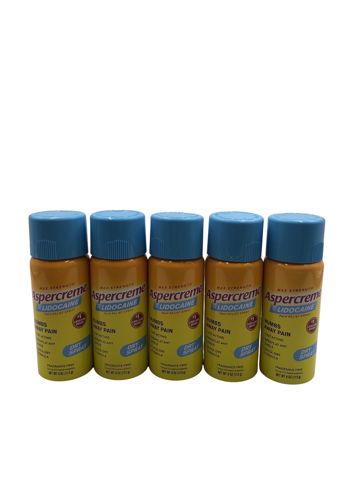 5 Pack Aspercreme Max Strength 4% Lidocaine Pain Relief Spray 4 Oz Exp ...