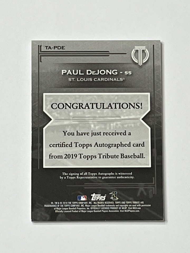 Paul DeJong 2019 Topps Tribute Orange On-Card Auto /25 Cardinals Autograph | eBay