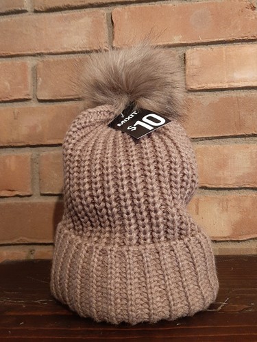 NWT Knit Hat, Faux Fur Poof Ball | eBay