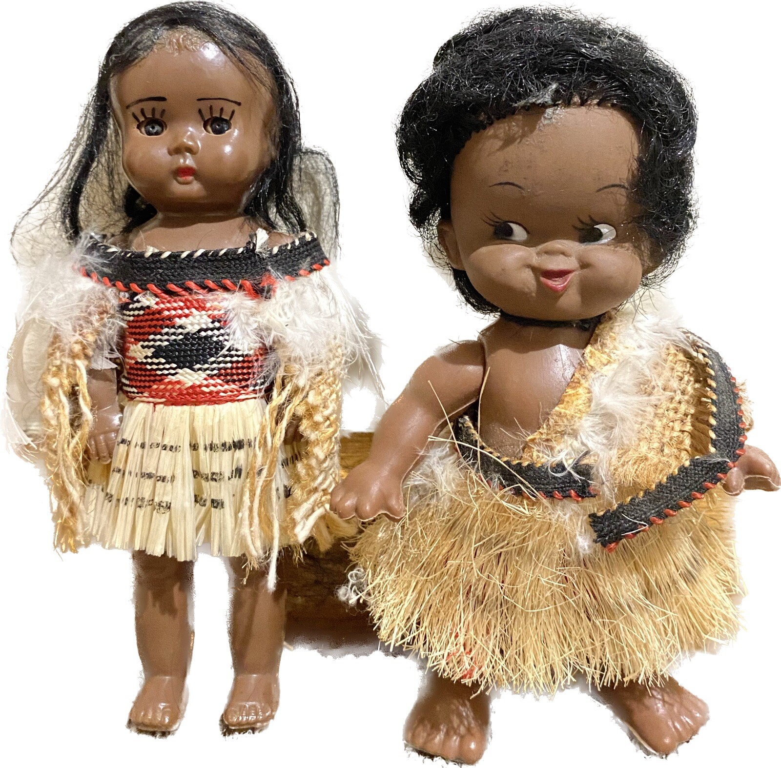 2 Vintage Retro Maori doll NZ tiki kitsch tribal Male And Female Doll ...