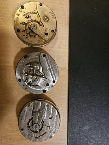 pocket watch movement lot of three waltham cwc all 3 have good balance ...
