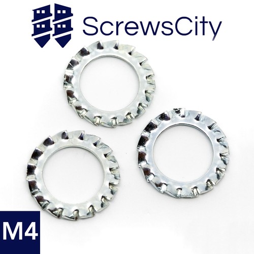 M4 SERRATED LOCK WASHERS EXTERNAL TOOTH ZINC SHAKEPROOF ALL SIZES DIN ...