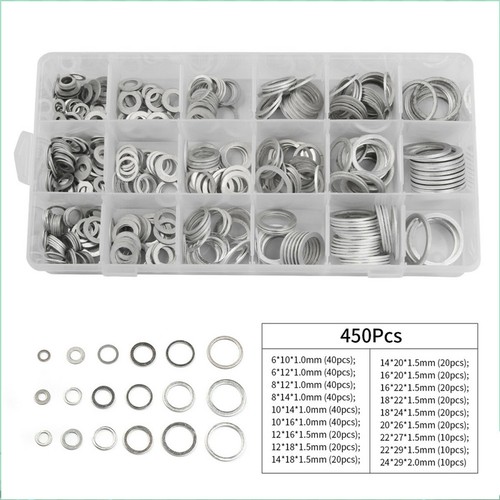 18 Size 450x Aluminum Washer Engine Oil Drain Plug Crush Washer Seal ...
