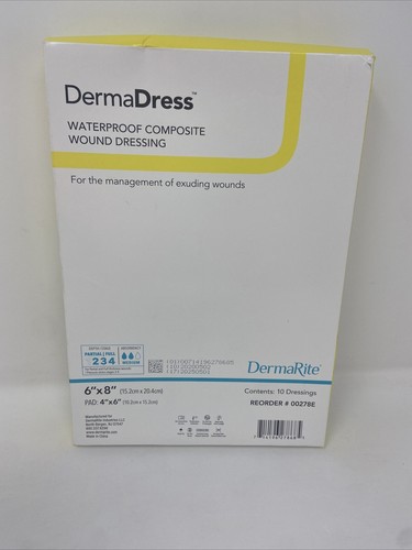 DermaDress DermaRite Waterproof Composite Dressing 6" x 8" Box of 10 ...