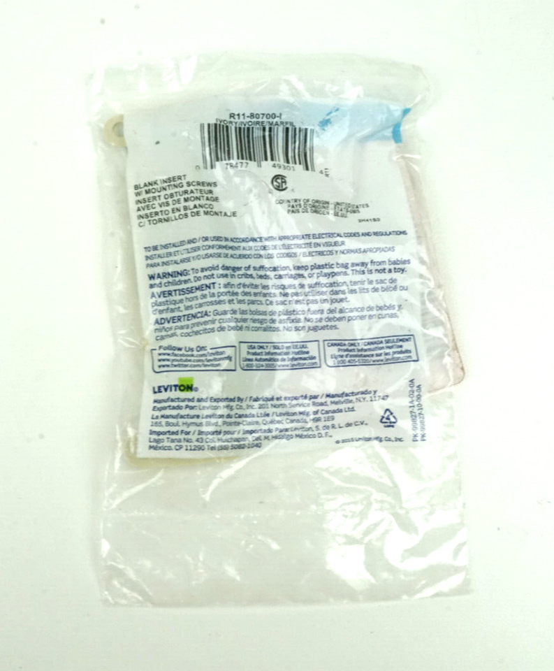 Leviton Blank Insert Toggle Switch Ivory R11-80700-I | eBay