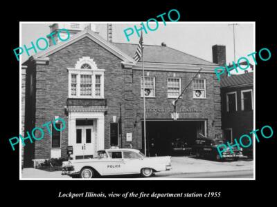 OLD 8x6 HISTORIC PHOTO OF LOCKPORT ILLINOIS THE FIRE DEPARTMENT STATION ...