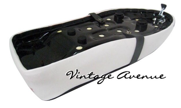 HONDA STEP THRU C50 C65 C70 C90 COMPLETE SEAT + PAN + FOAM + COVER [B/W ...