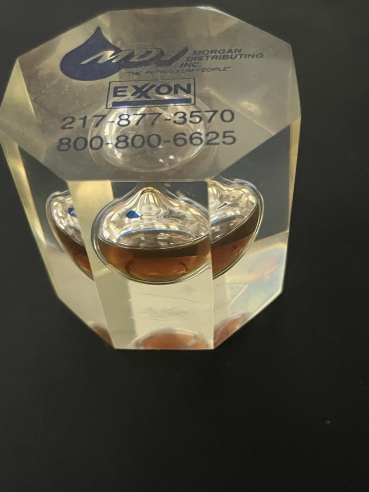 Exxon Morgan distributing Inc Petroleum oil sample lucite paperweight ...