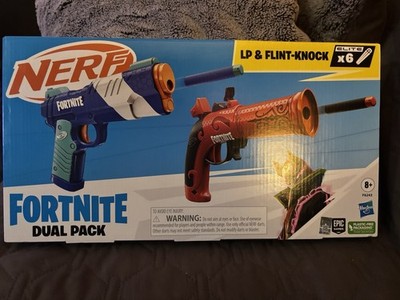 NERF Fortnite Dual Pack LP & Flint-Knock Blasters With 6 Elite Foam ...