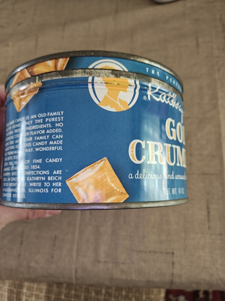Kathryn Beich Golden Crumbles Candy Can Vintage | eBay