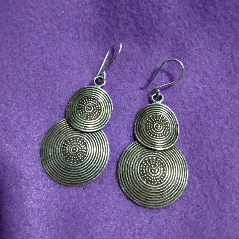Fine Silver Earrings Sterling 925 Jewelry 10g Double Tribal Spiral ...