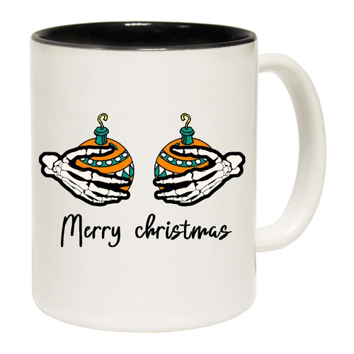 Merry Christmas Baubles Skeleton Hands Novelty Funny Coffee Cup Mugs ...