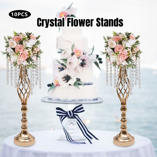 10Pcs Crystal Flower Stands Vases 21.7in Wedding Centerpieces Dining ...