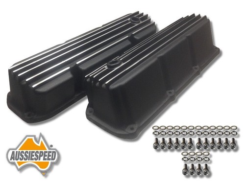 Ford V8 302 351 Cleveland tall alloy rocker covers Aussiespeed Black ...