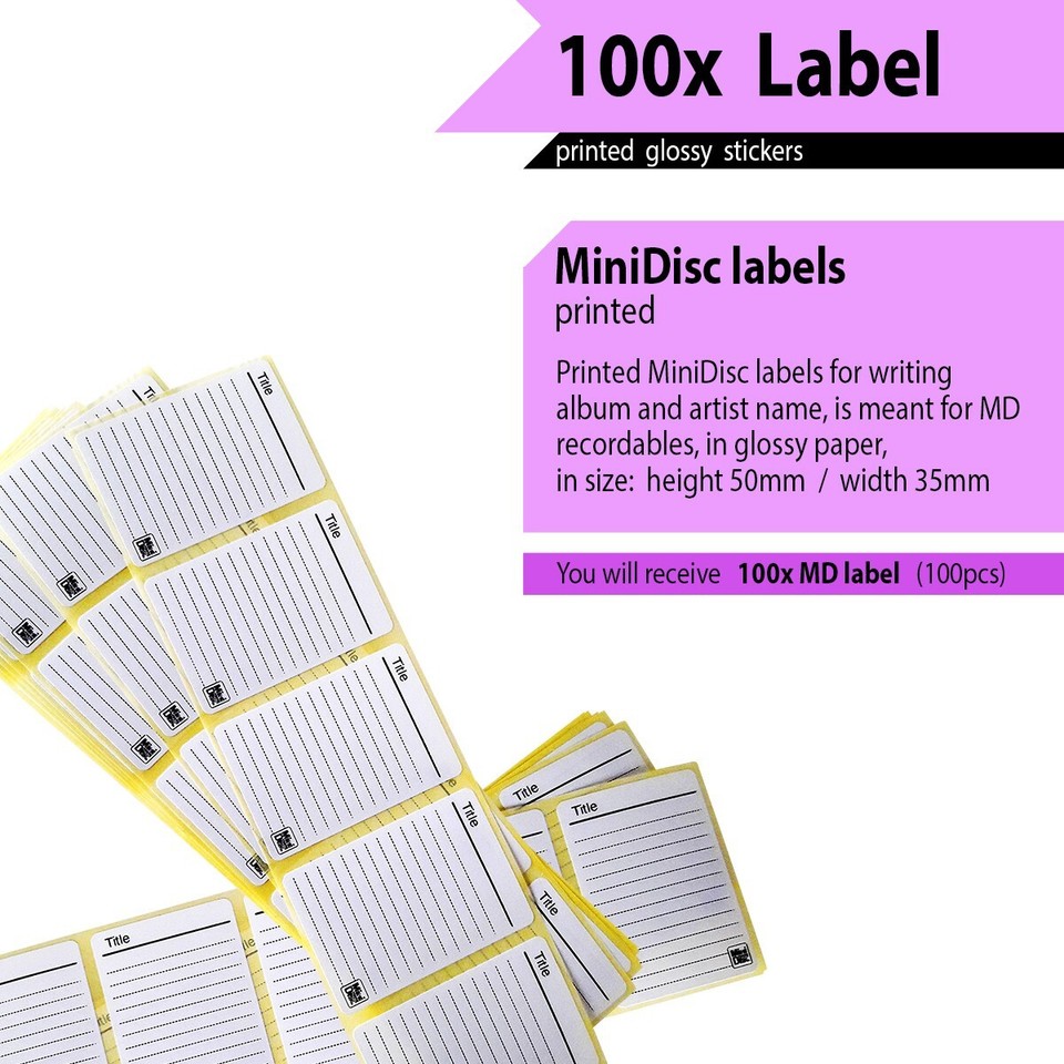 From 100 till 250x PRINTED MiniDisc labels (stickers) MD Mini Disk ...