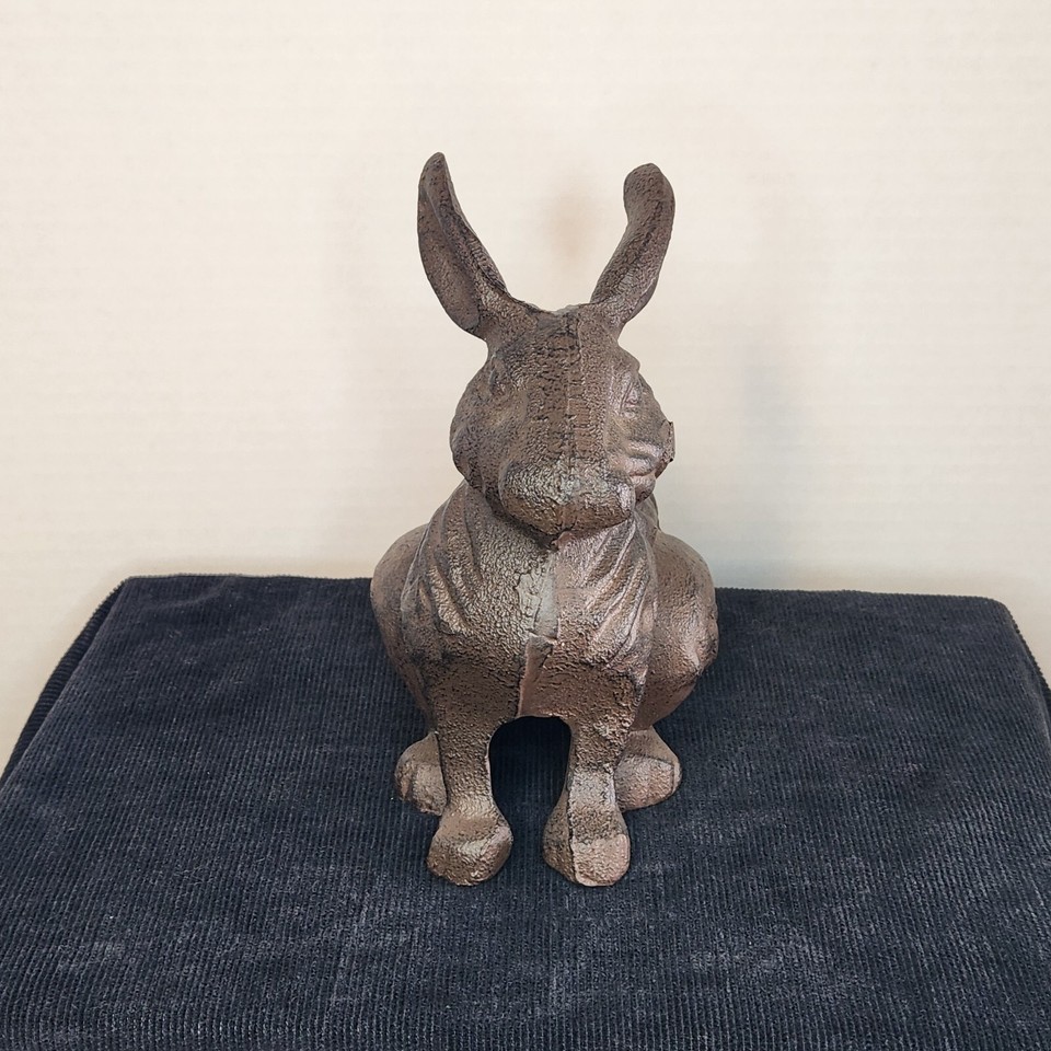 Cast Iron Bunny Rabbit Easter Garden Statute Rustic Home Decor Country ...