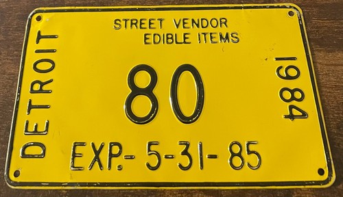 1984 Detroit Street Vendor Edible Items License Plate 80 Low Number ...
