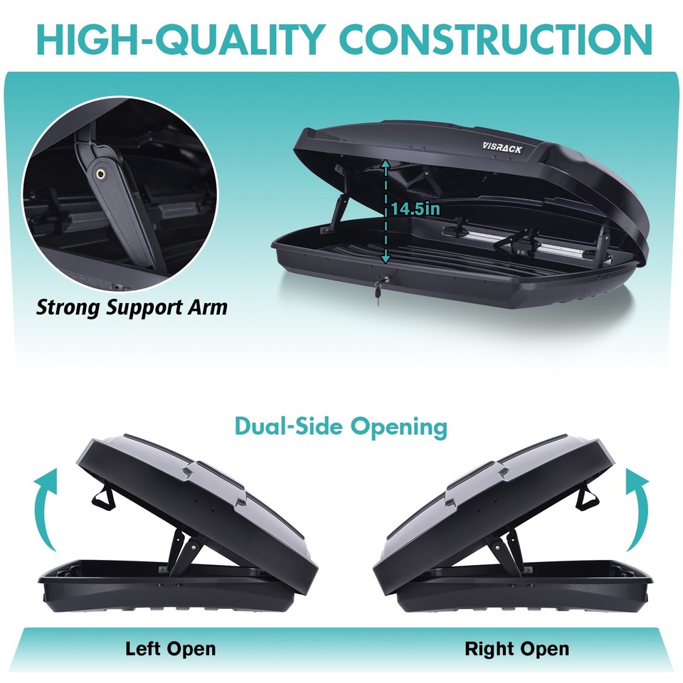 15 Cubic Feet Roof Top Storage Box ，Carrier Roof Mount Travel Luggage ...