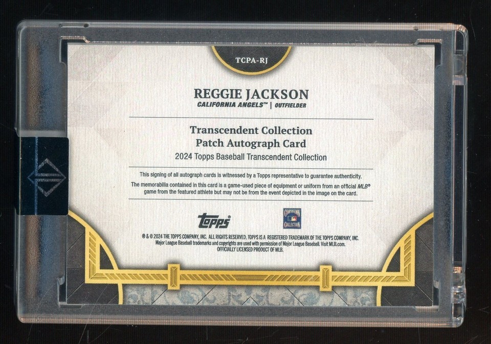 2024 Topps Transcendent Reggie Jackson Angels HOF Game-Used Patch AUTO ...
