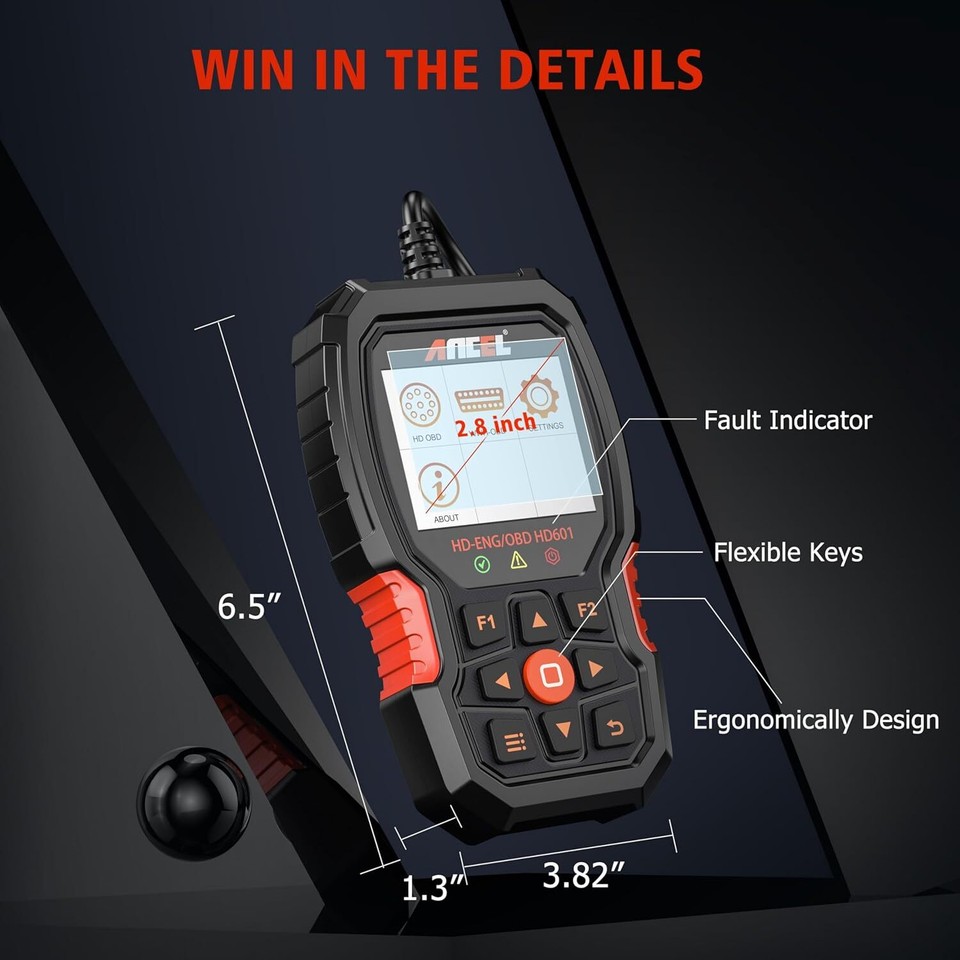 ANCEL HD601 Heavy Duty Truck Scanner Diesel Diagnostic Scan Tool OBD ...