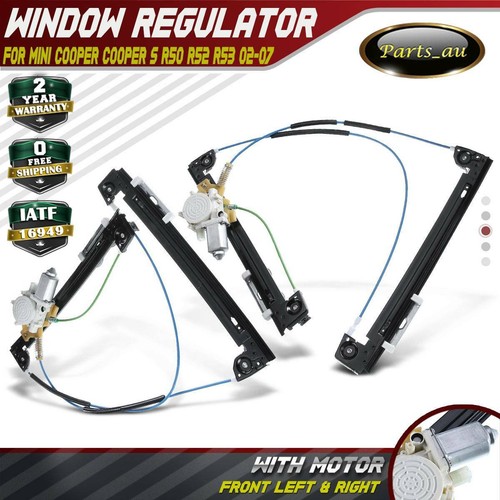 2x Front L + R Window Regulators W/ Motor for Mini Cooper R50 R52 R53 ...