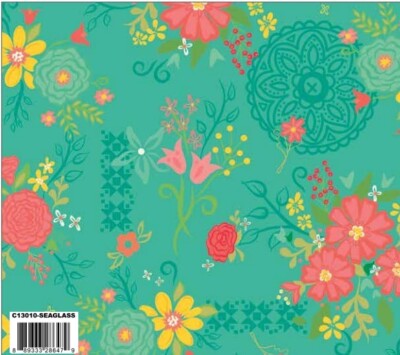 Riley Blake 43/44" Gingham Cottage Seaglass Teal Floral Quilter's ...