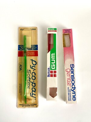 Three Vintage Nos Toothbrushes. Pycopay, Sensodyne, Butler Gum ...